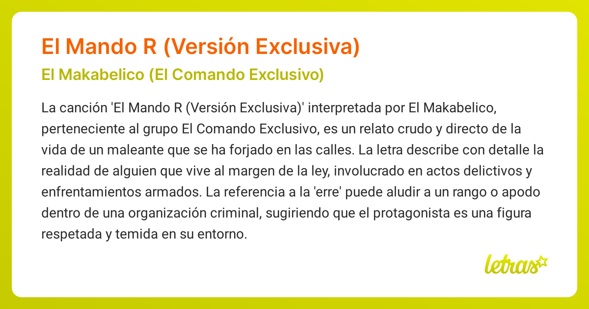 Significado de la canción El Mando R (Versión Exclusiva) (El Makabelico ...
