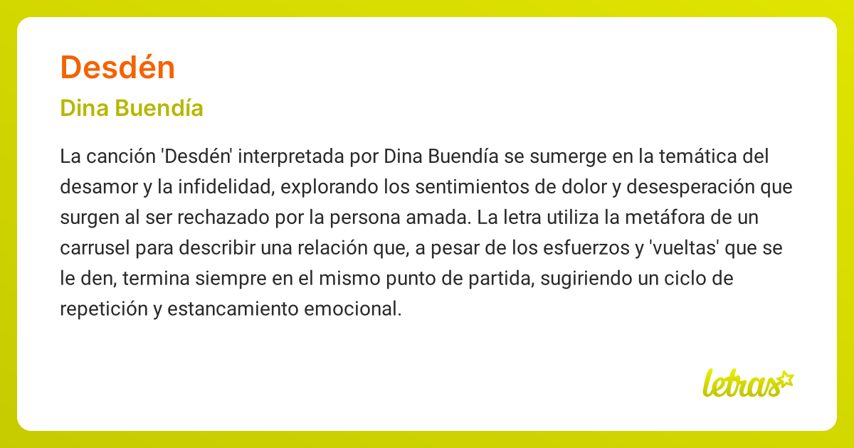 Significado de la canción DESDÉN (Dina Buendía) - LETRAS.COM