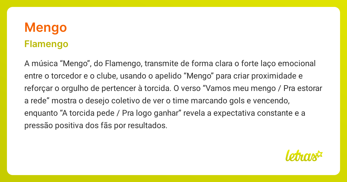Significado da música MENGO (Flamengo) - LETRAS.MUS.BR