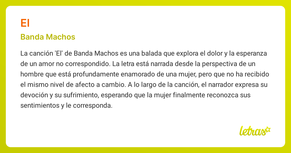 Significado de la canción EL (Banda Machos) - LETRAS.COM