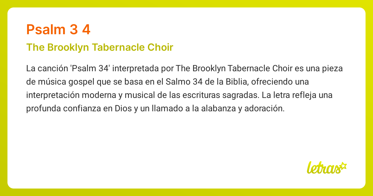 Significado de la canción PSALM 3 4 (The Brooklyn Tabernacle Choir ...