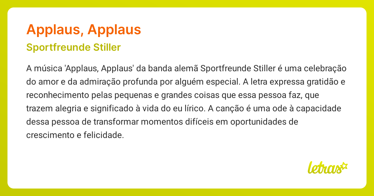 Significado da música APPLAUS, APPLAUS (Sportfreunde Stiller) - LETRAS ...
