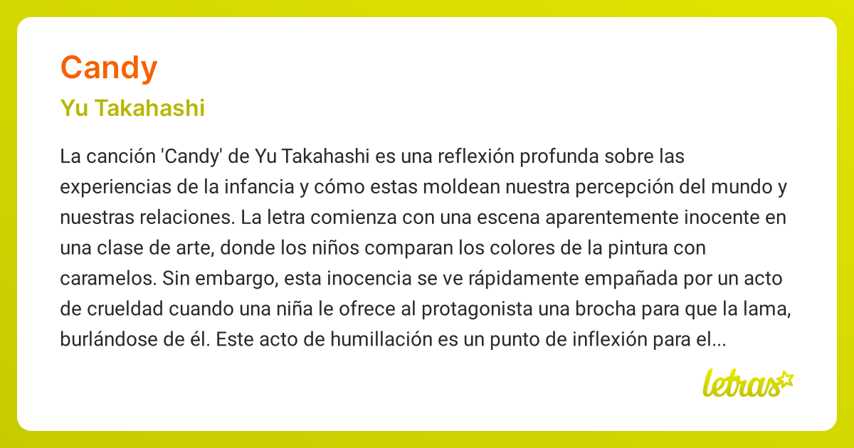 Significado de la canción CANDY (Yu Takahashi) - LETRAS.COM