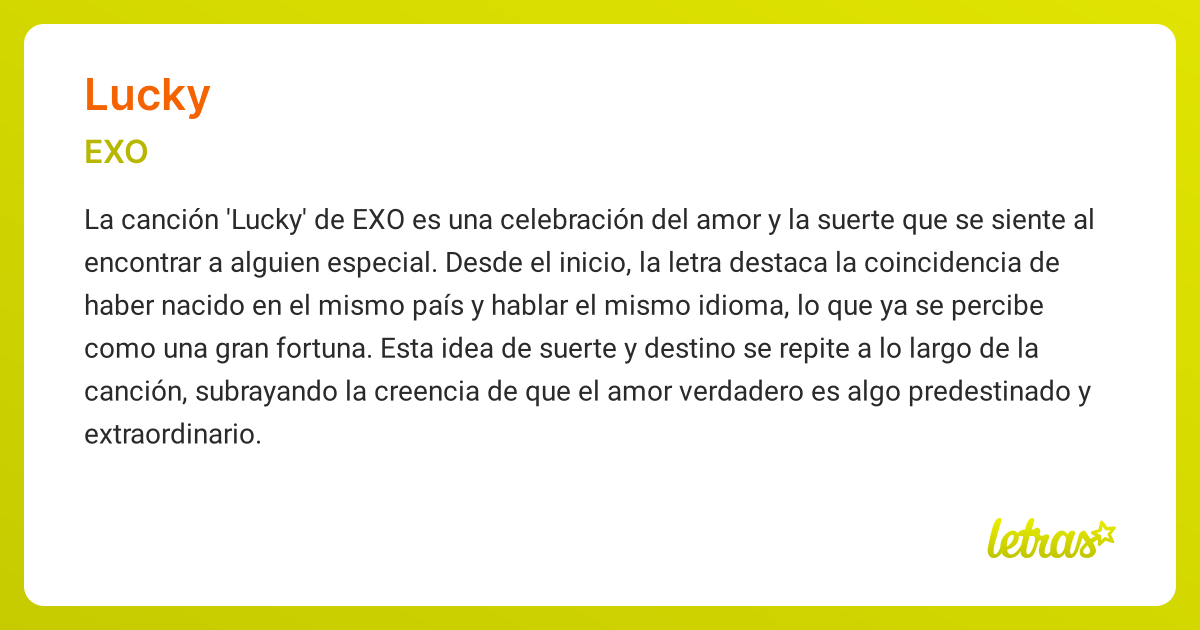 Significado de la canción LUCKY (EXO ) - LETRAS.COM