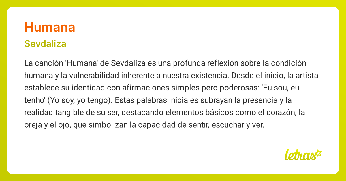 Significado de la canción HUMANA (Sevdaliza) - LETRAS.COM