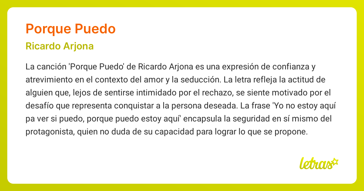 Significado de la canción PORQUE PUEDO (Ricardo Arjona) - LETRAS.COM