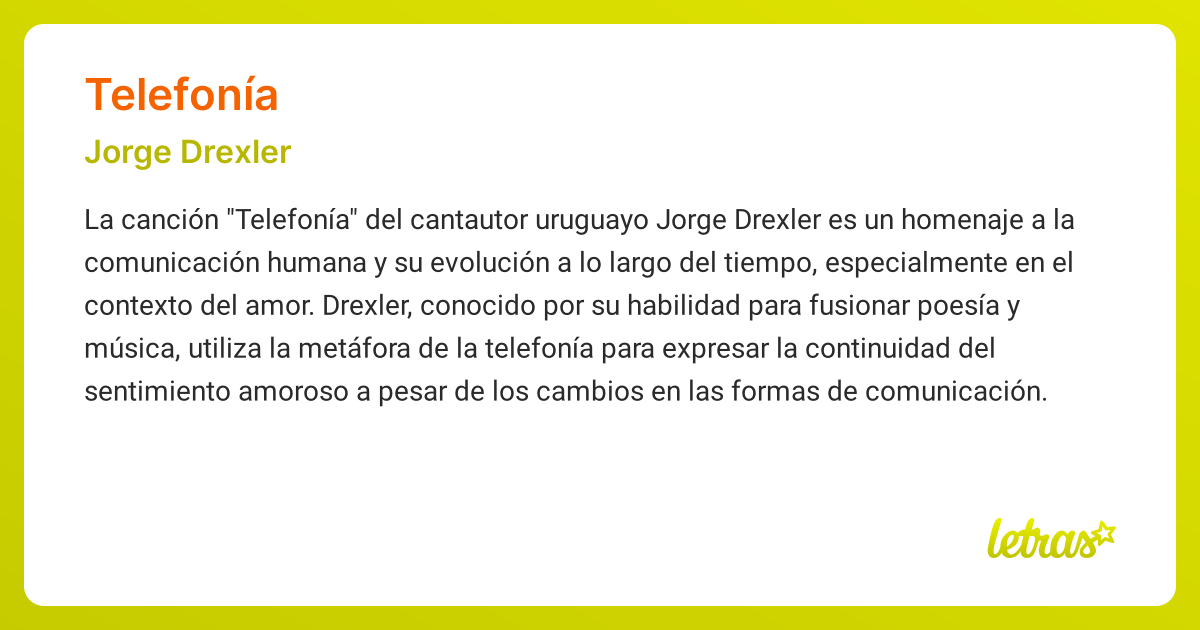 Significado de la canción TELEFONÍA (Jorge Drexler) - LETRAS.COM