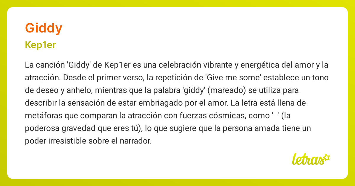Significado de la canción GIDDY (Kep1er) - LETRAS.COM
