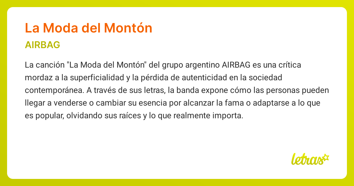 Significado de la canción LA MODA DEL MONTÓN (AIRBAG) - LETRAS.COM