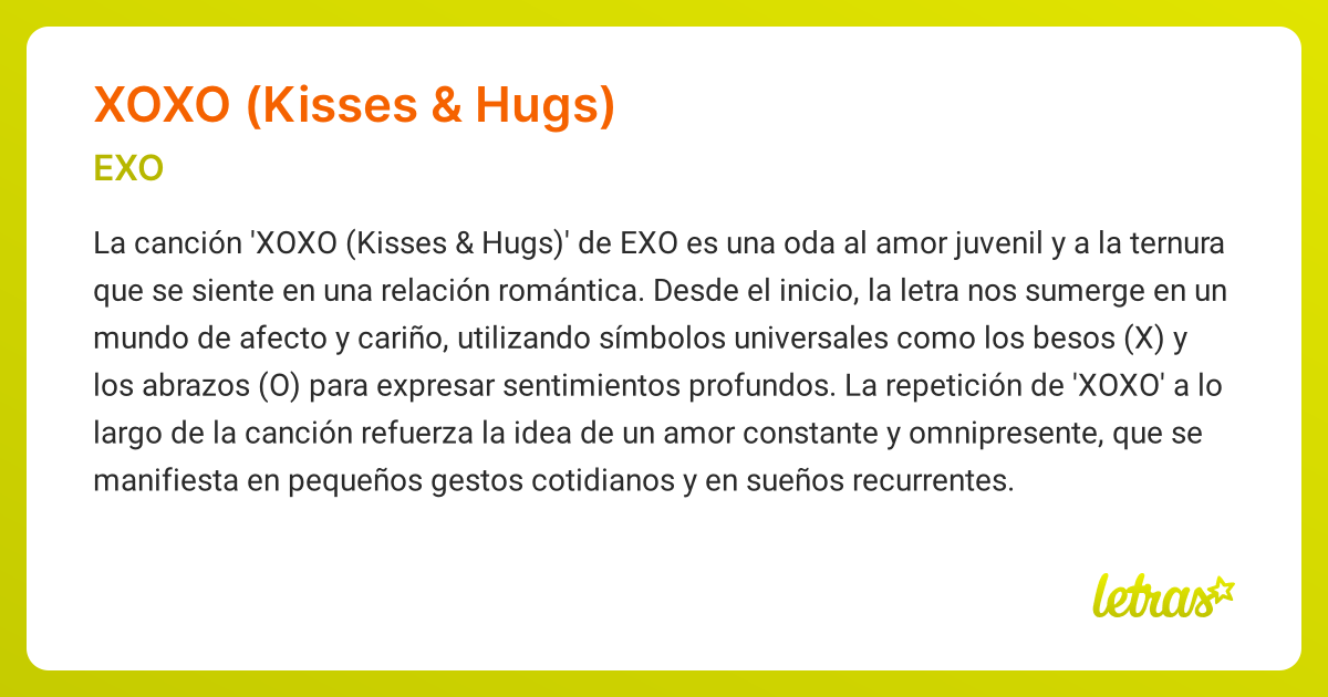 Significado de la canción XOXO (KISSES & HUGS) (EXO ) - LETRAS.COM