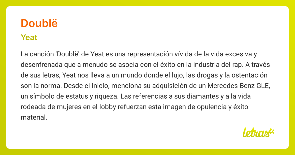 Significado de la canción DOUBLË (Yeat) - LETRAS.COM