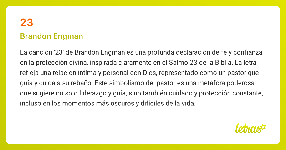 Significado de la canción 23 (Brandon Engman) - LETRAS.COM