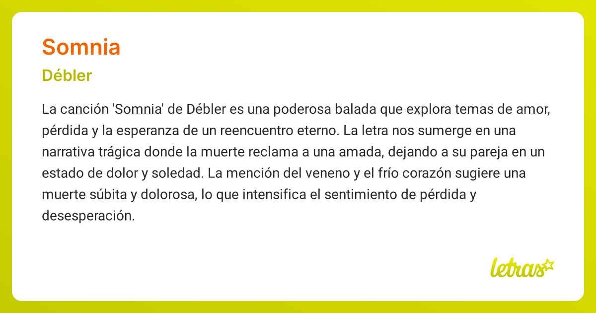 Significado de la canción SOMNIA (Débler) - LETRAS.COM