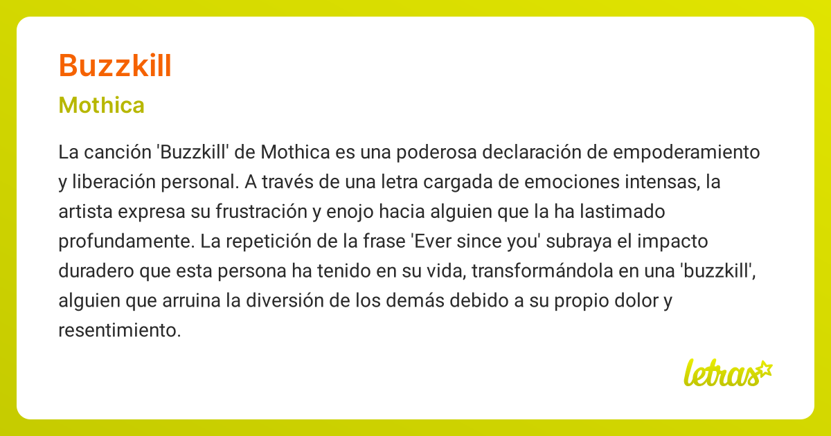 Significado de la canción BUZZKILL (Mothica) - LETRAS.COM