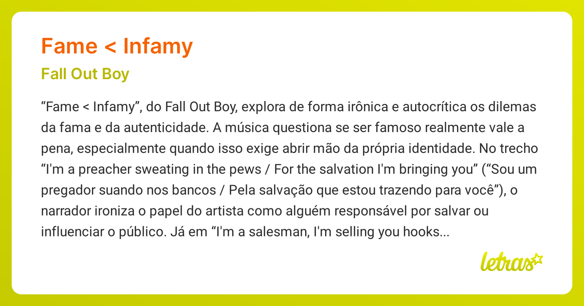 Significado da música FAME