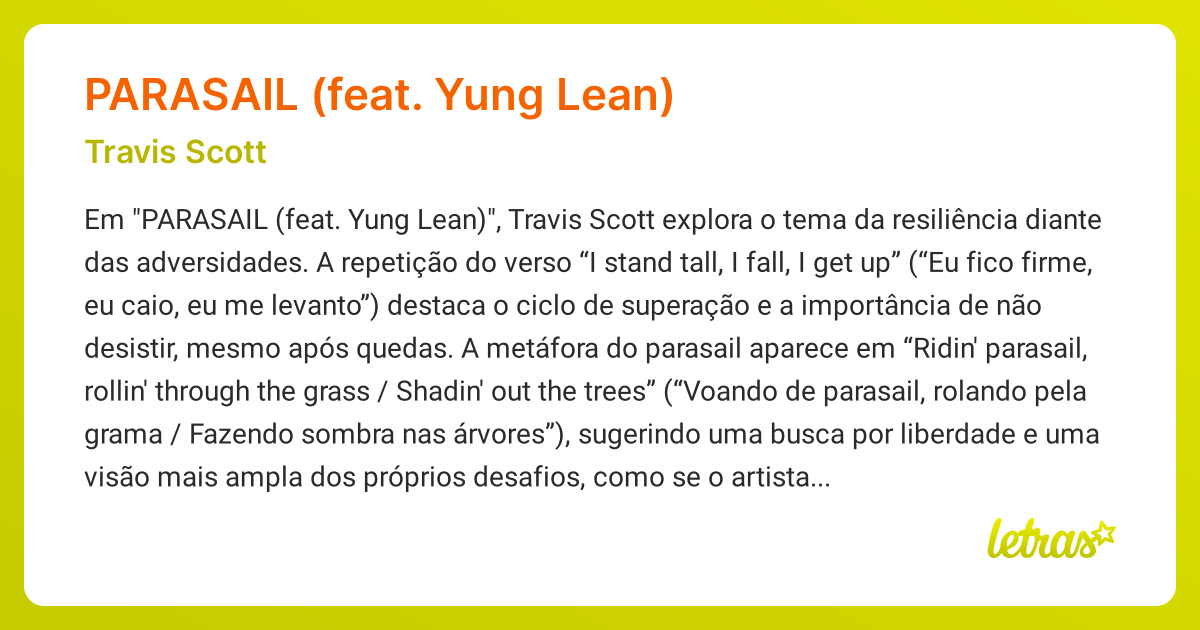Significado da música PARASAIL (FEAT. YUNG LEAN) (Travis Scott ...