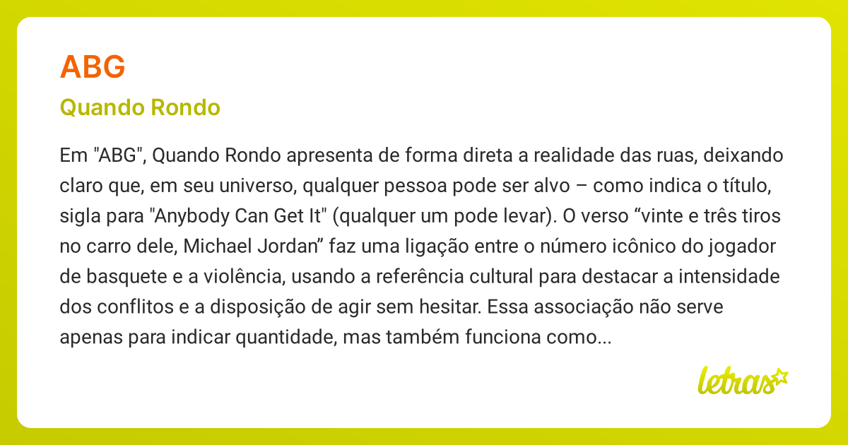 Significado da música ABG (Quando Rondo) - LETRAS.MUS.BR