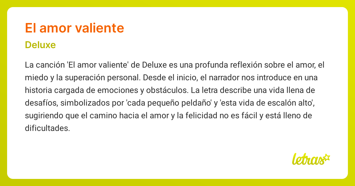 Significado de la canción EL AMOR VALIENTE (Deluxe) - LETRAS.COM