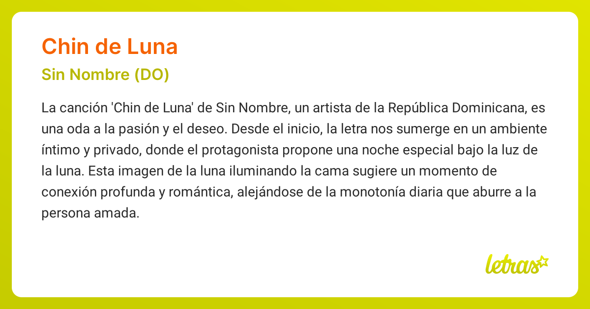 Significado de la canción CHIN DE LUNA (Sin Nombre (DO)) - LETRAS.COM