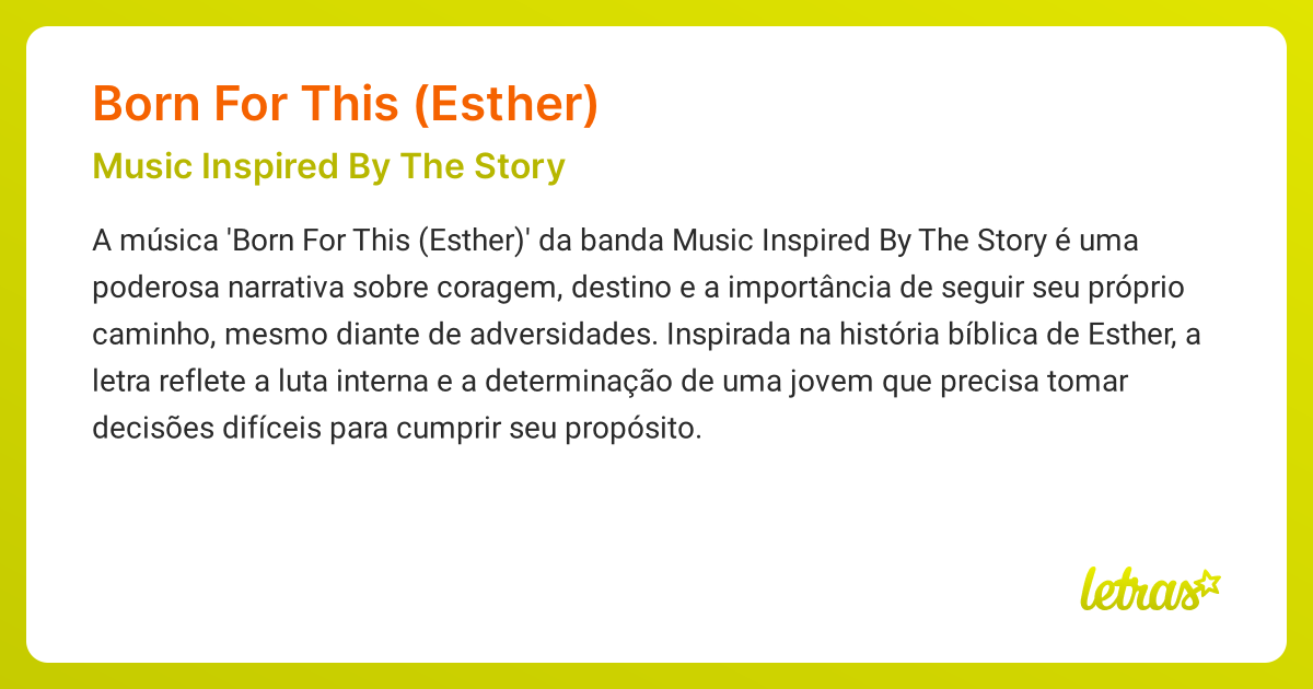 Significado da música BORN FOR THIS (ESTHER) (Music Inspired By The ...