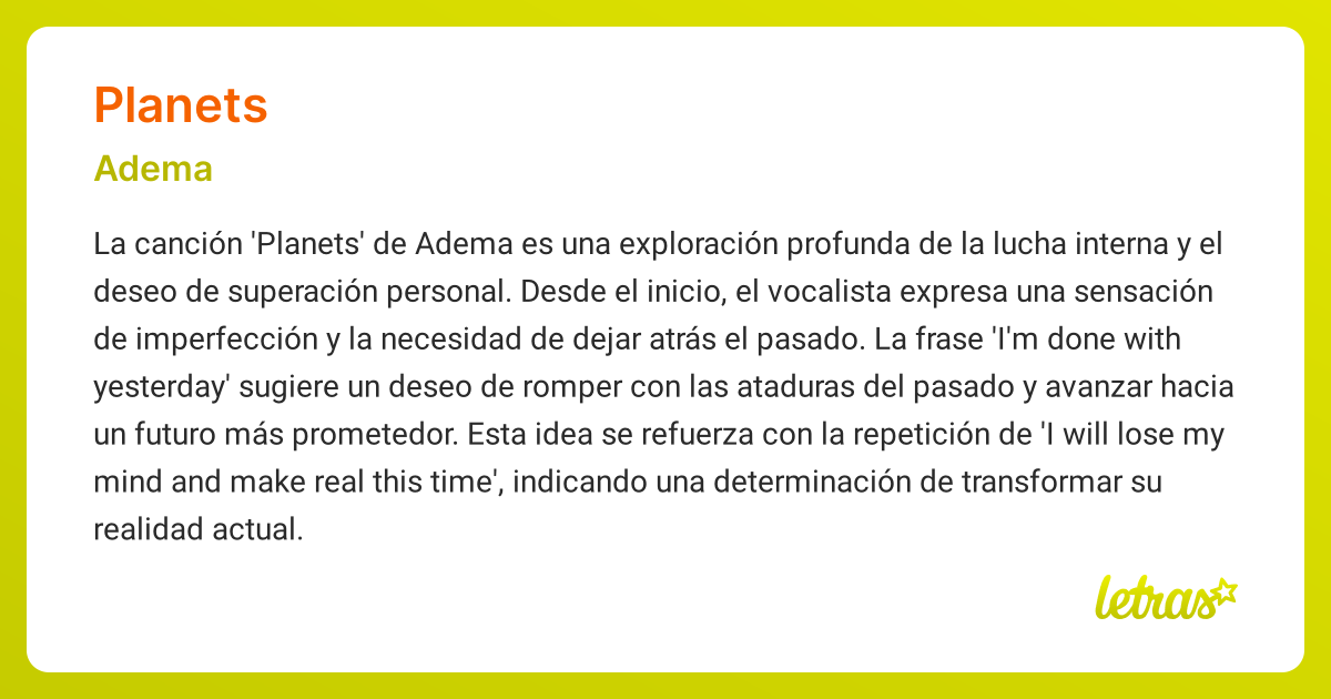 Significado de la canción PLANETS (Adema) - LETRAS.COM