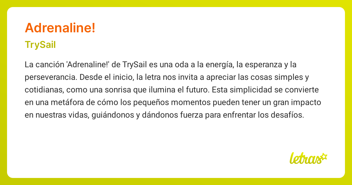 Significado de la canción ADRENALINE! (TrySail) - LETRAS.COM