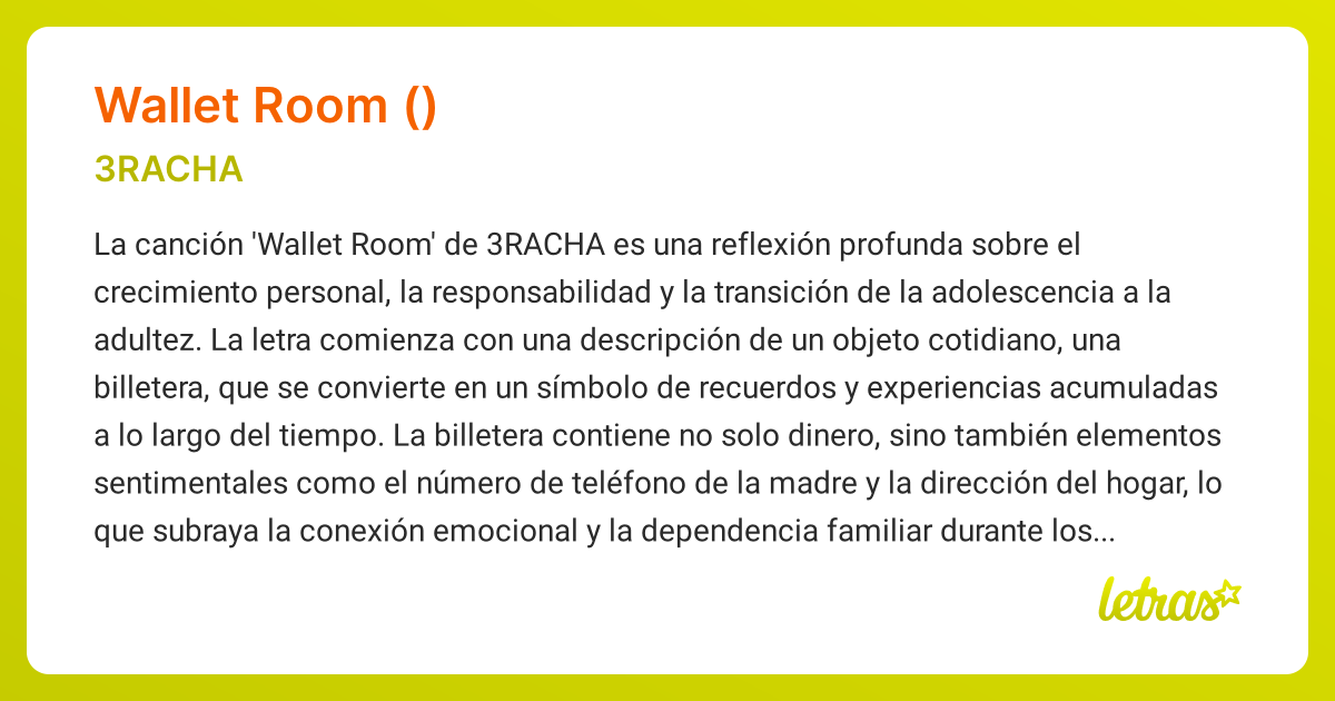 Significado de la canción WALLET ROOM (지갑방) (3RACHA) - LETRAS.COM