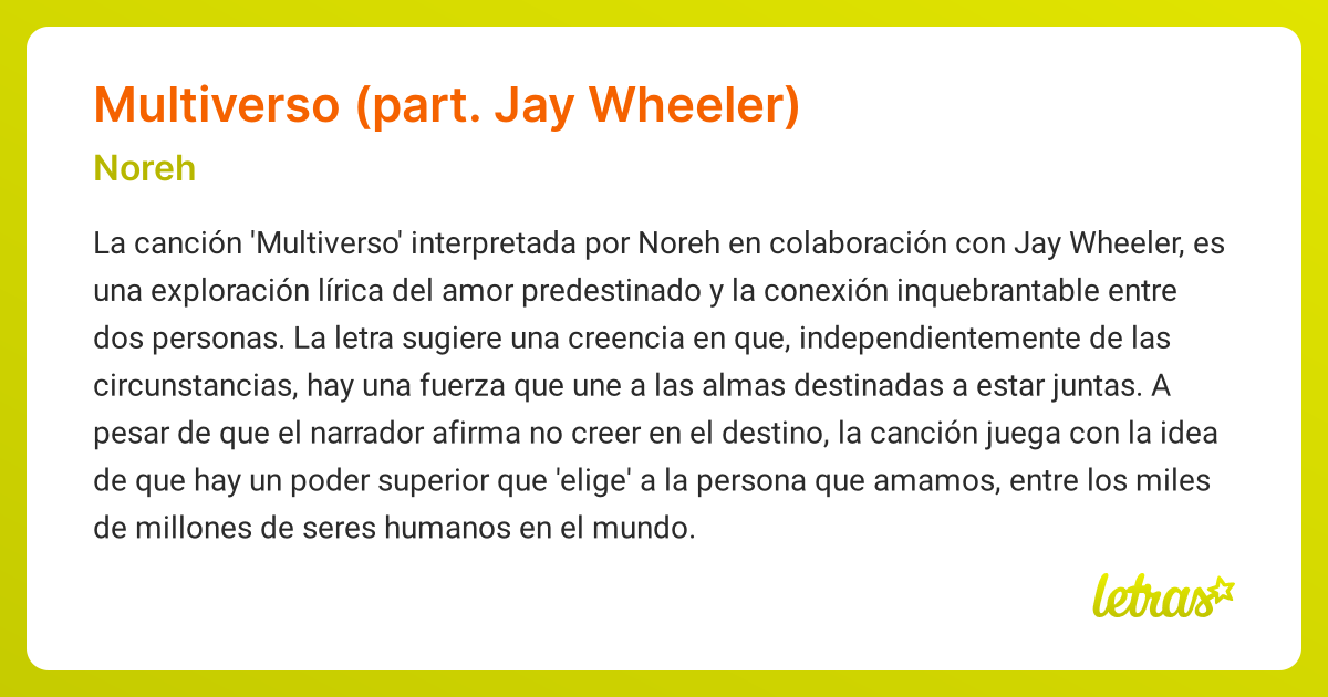 Significado de la canción MULTIVERSO (PART. JAY WHEELER) (Noreh ...