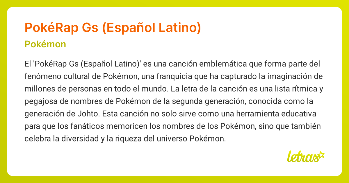 Significado de la canción POKÉRAP GS (ESPAÑOL LATINO) (Pokémon ...