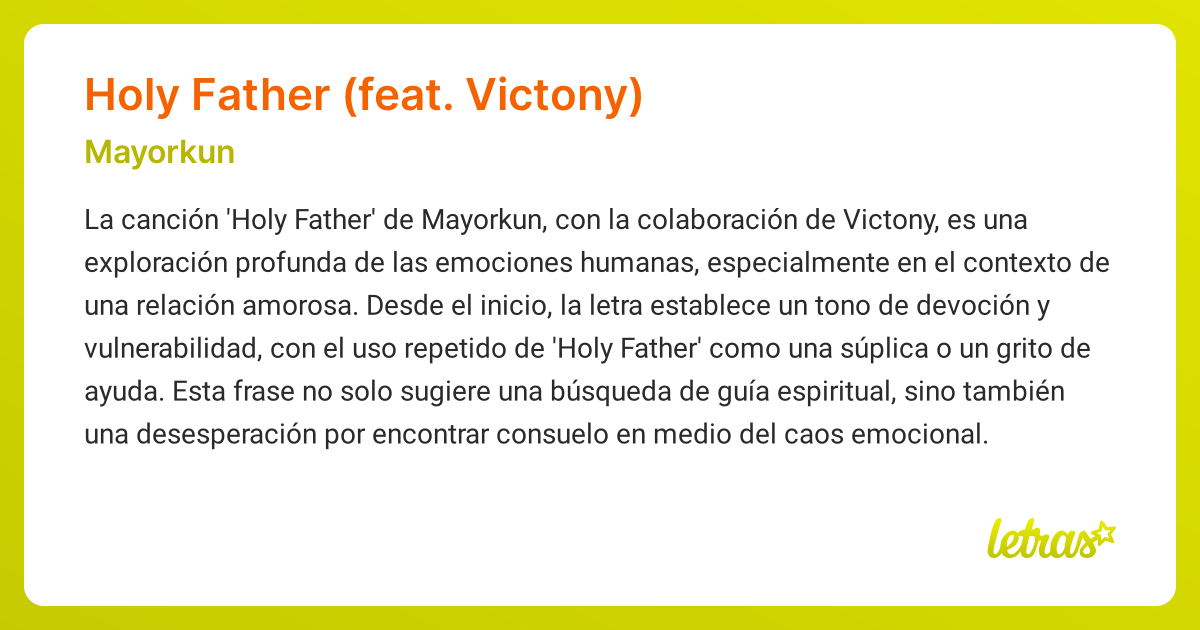 Significado de la canción HOLY FATHER (FEAT. VICTONY) (Mayorkun ...