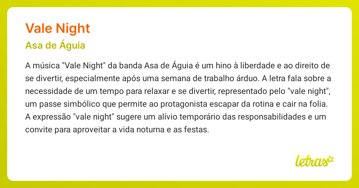 Significado da música VALE NIGHT (Asa de Águia) - LETRAS.MUS.BR