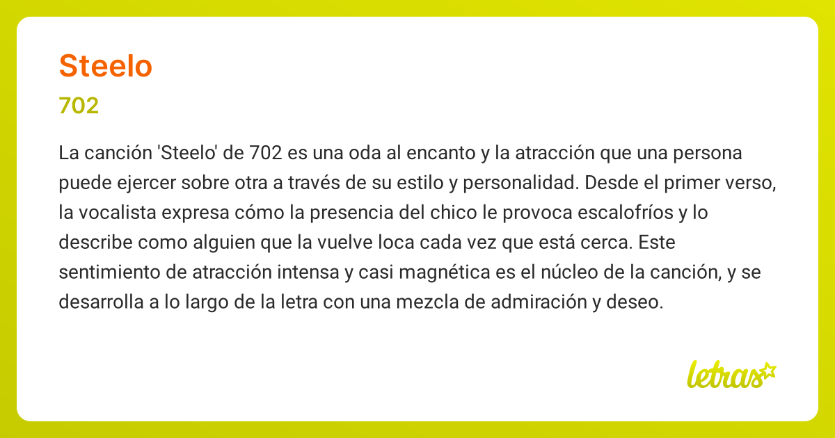 Significado de la canción STEELO (702) - LETRAS.COM