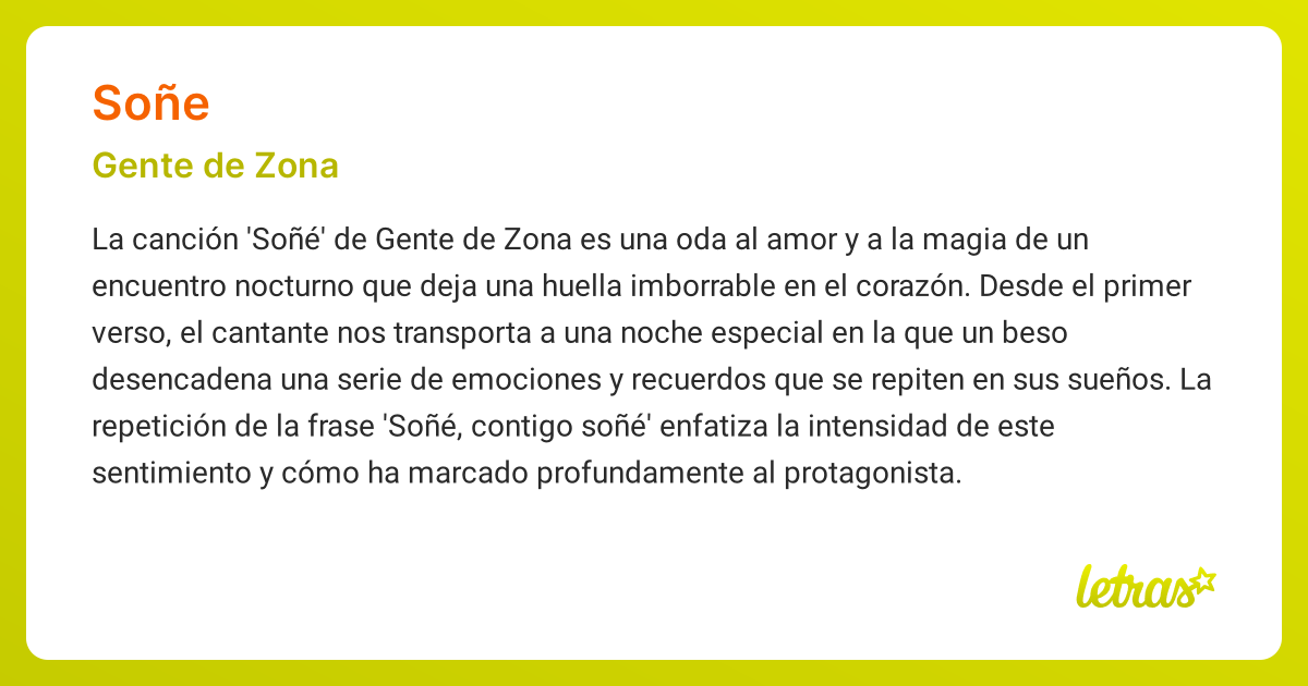 Significado de la canción SOÑE (Gente de Zona) - LETRAS.COM