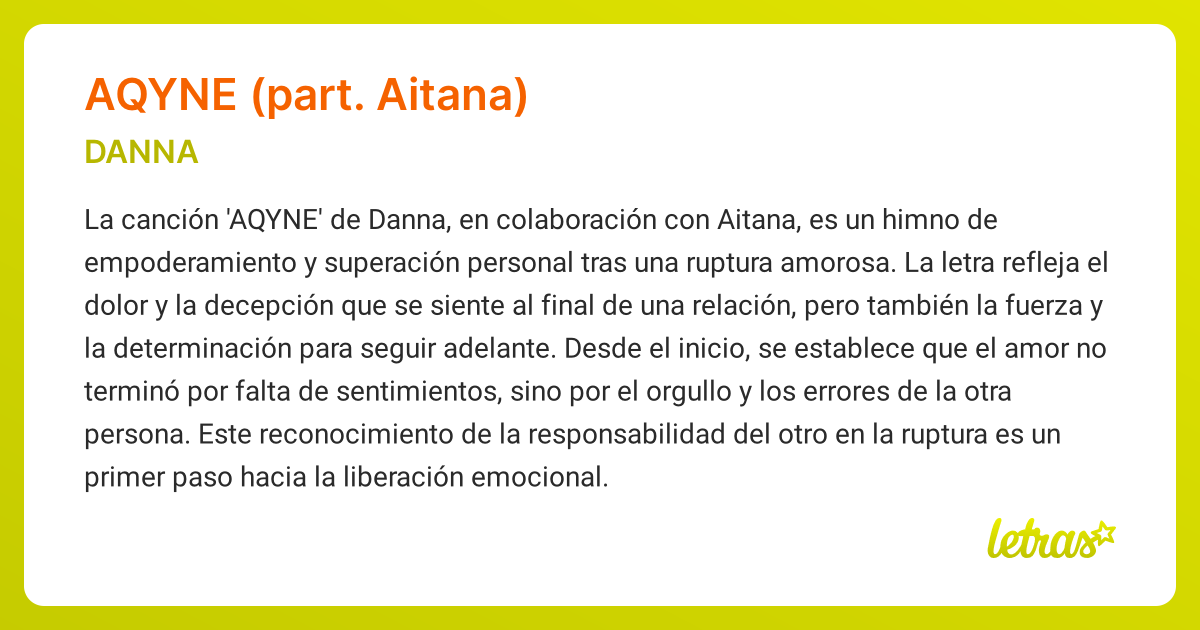 Significado de la canción AQYNE (PART. AITANA) (Danna Paola) - LETRAS.COM