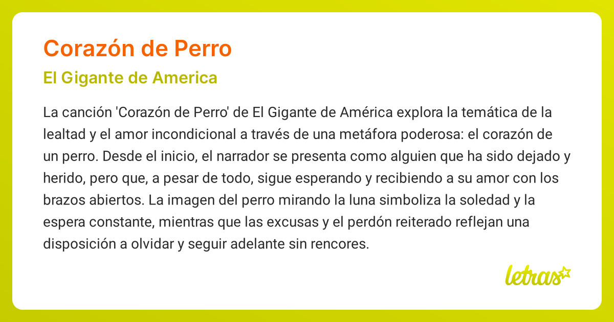 Significado de la canción CORAZÓN DE PERRO (El Gigante de America ...