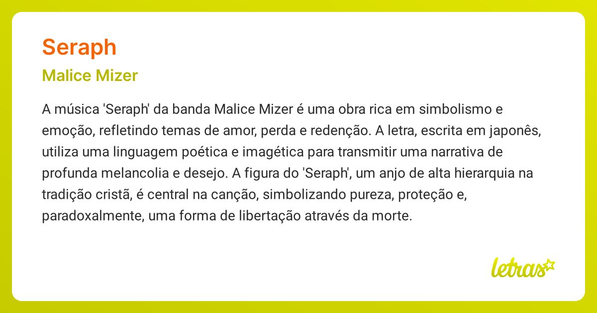 Significado da música SERAPH (Malice Mizer) - LETRAS.MUS.BR