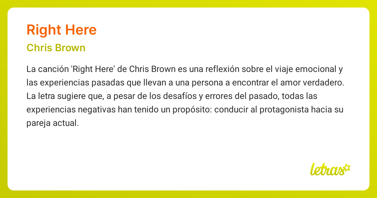 Significado de la canción RIGHT HERE (Chris Brown) - LETRAS.COM