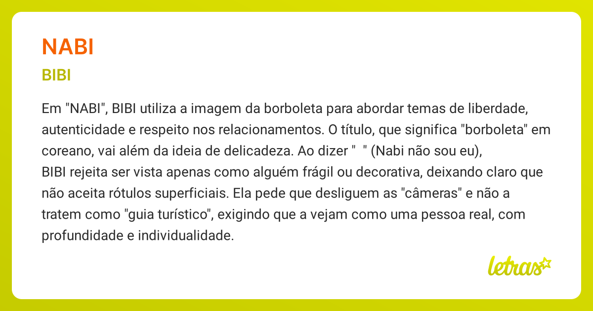 Significado da música NABI (BIBI) - LETRAS.MUS.BR