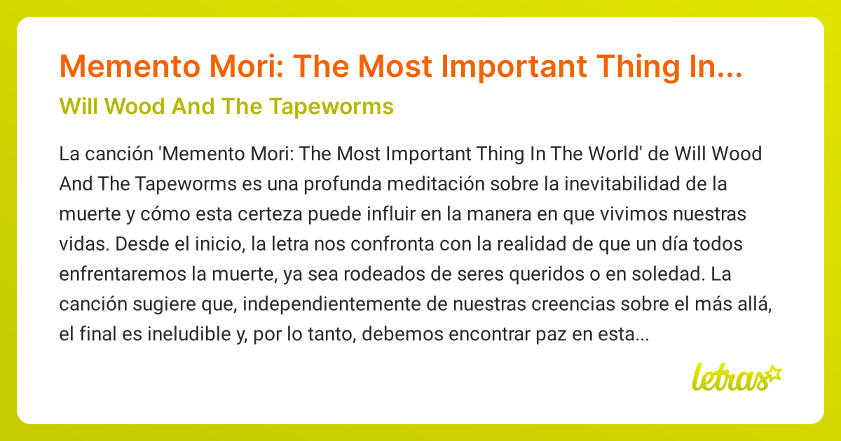 Significado de la canción Memento Mori: The Most Important Thing In The ...