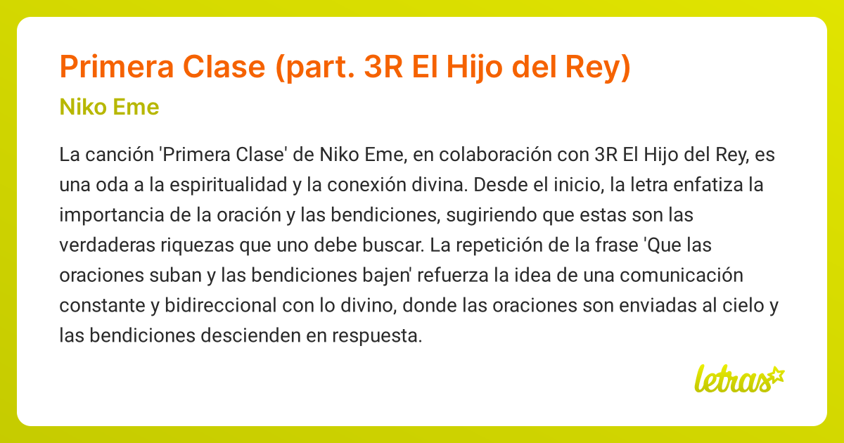 Significado de la canción Primera Clase (part. 3R El Hijo del Rey ...