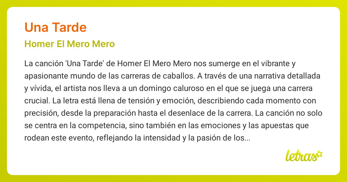 Significado de la canción UNA TARDE (Homer El Mero Mero) - LETRAS.COM