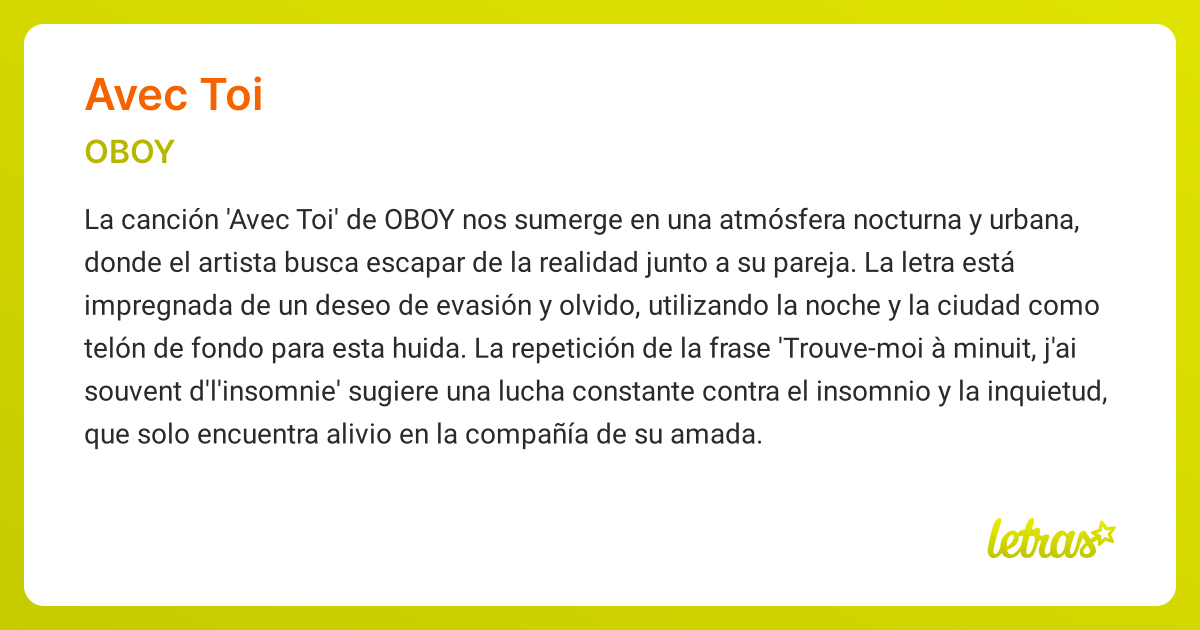 Significado de la canción AVEC TOI (OBOY) - LETRAS.COM