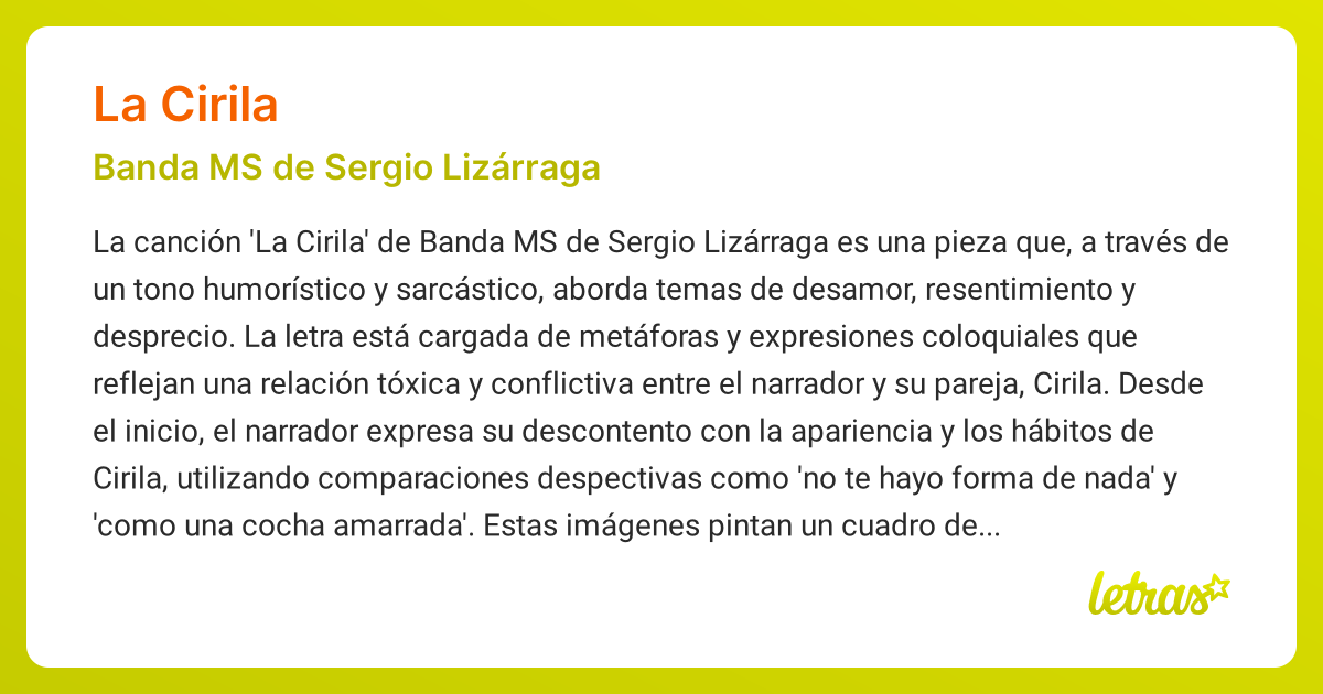 Significado de la canción LA CIRILA (Banda MS de Sergio Lizárraga ...