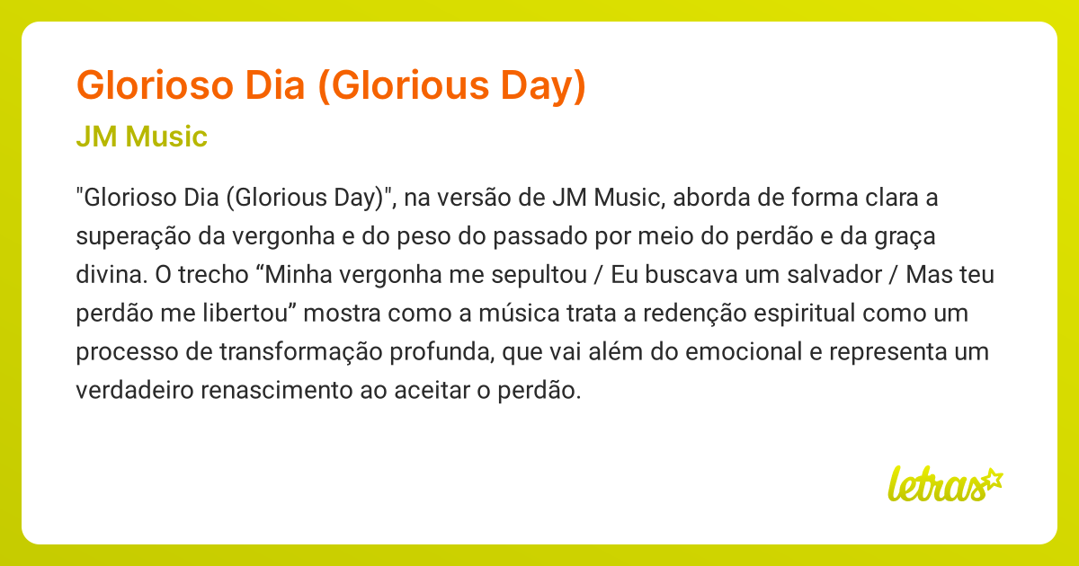 Significado da música GLORIOSO DIA (GLORIOUS DAY) (JM Music) - LETRAS ...