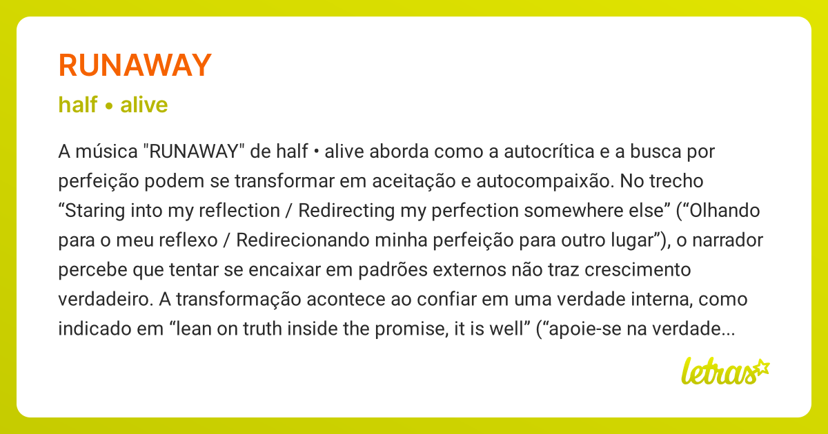 Significado da música RUNAWAY (half • alive) - LETRAS.MUS.BR