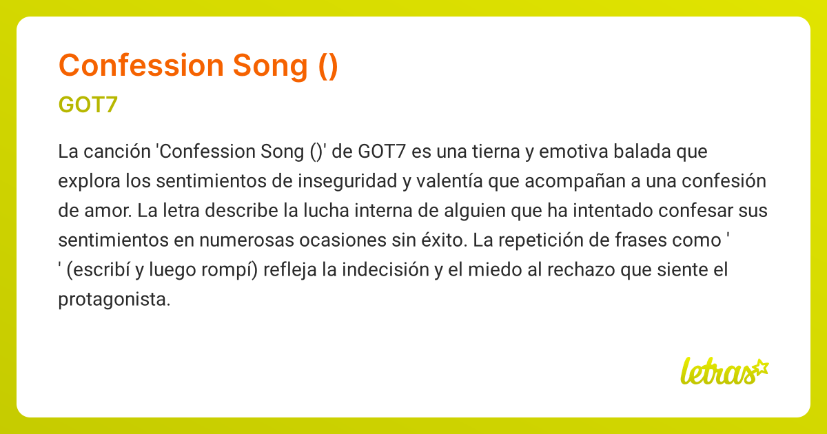 Significado de la canción CONFESSION SONG (고백송) (GOT7) - LETRAS.COM