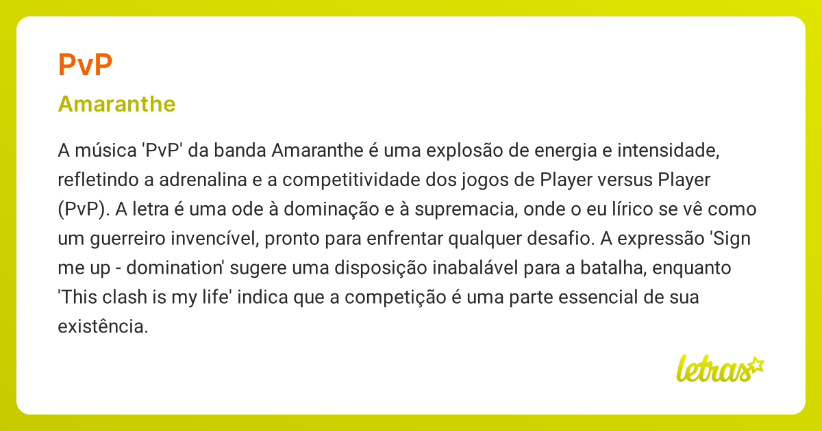 Significado da música PVP (Amaranthe) - LETRAS.MUS.BR