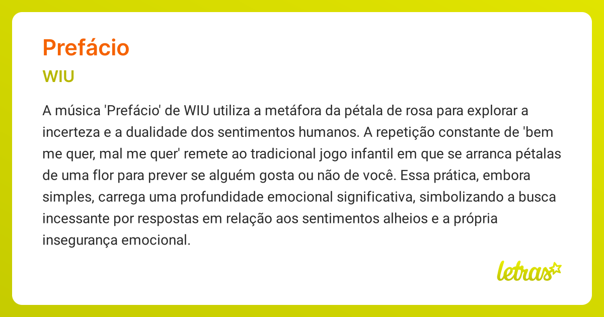 Significado da música PREFÁCIO (WIU) - LETRAS.MUS.BR