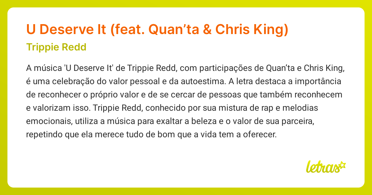 Significado Da Música U Deserve It Feat Quanta And Chris King