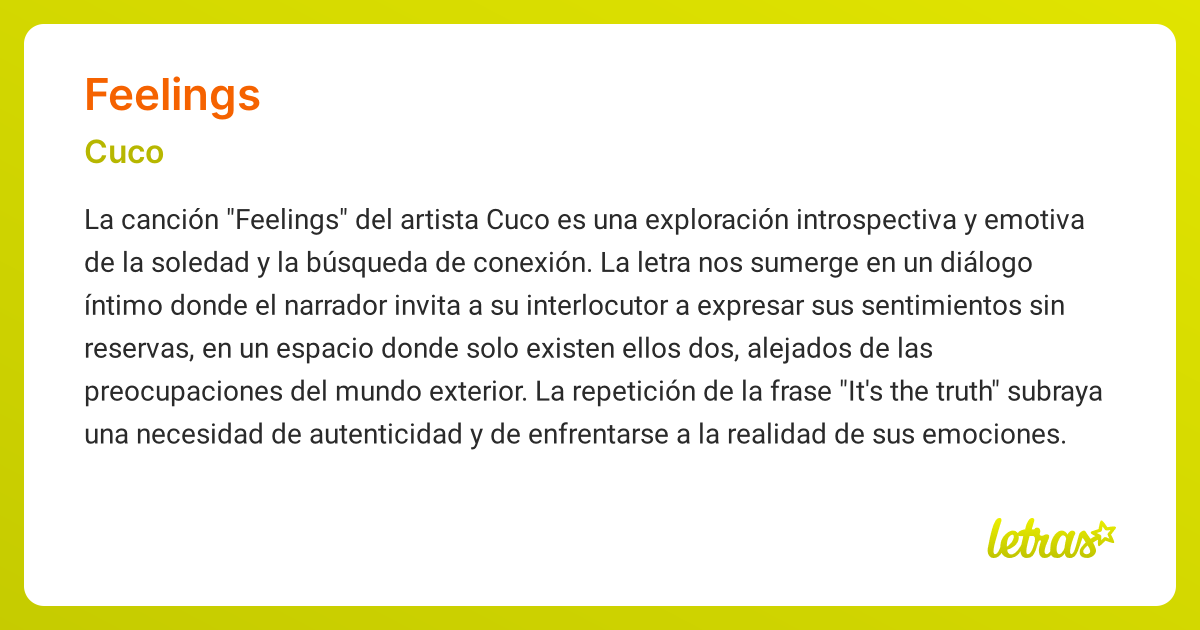 Significado de la canción FEELINGS (Cuco) - LETRAS.COM